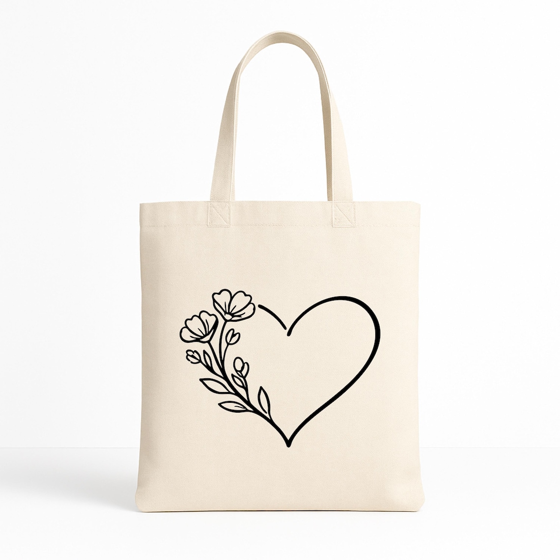 Floral Heart SVG Botanical Line Art Heart Frame Outline Cut File for ...