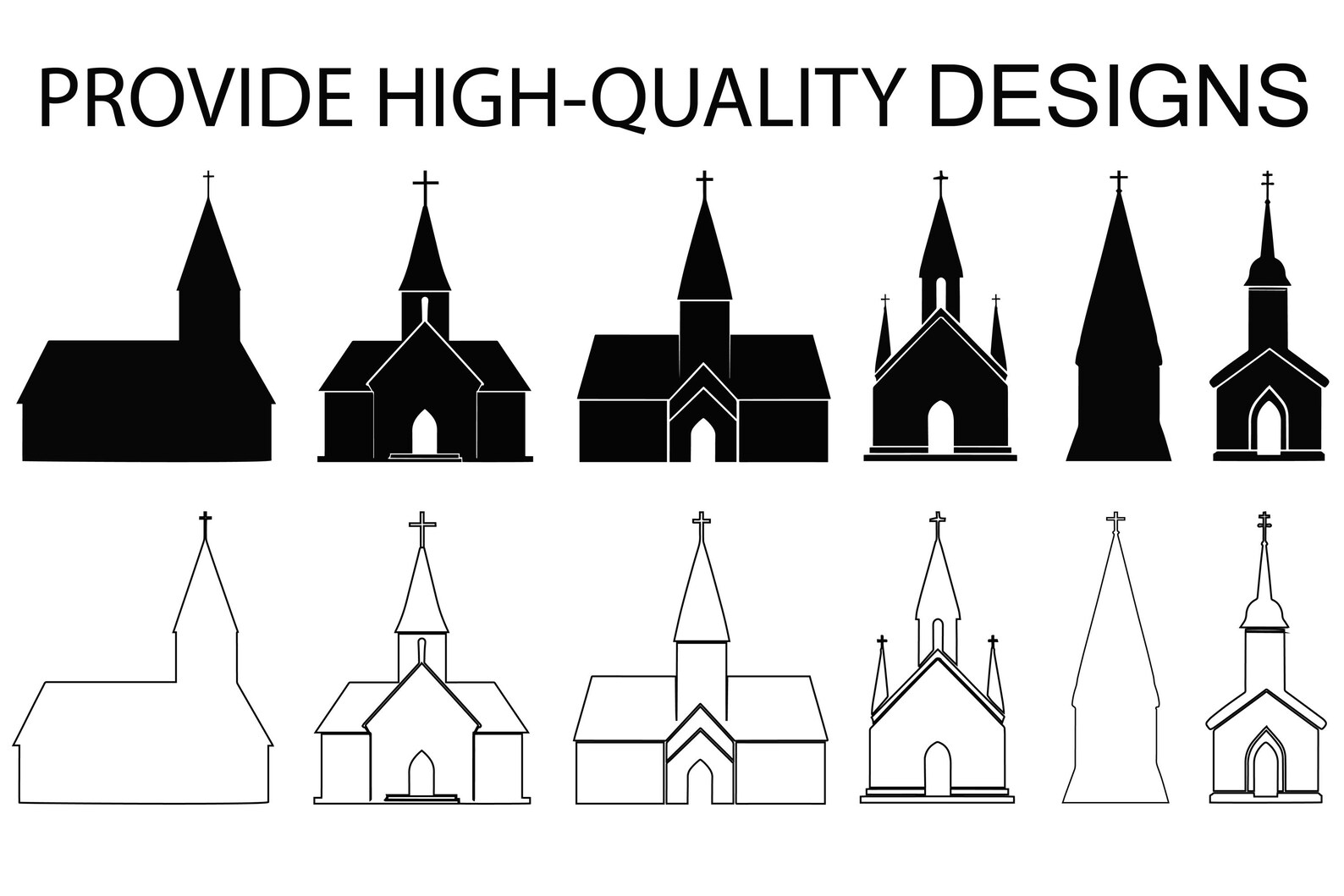 Church Silhouette Vector Bundle, Church SVG Clipart - Etsy