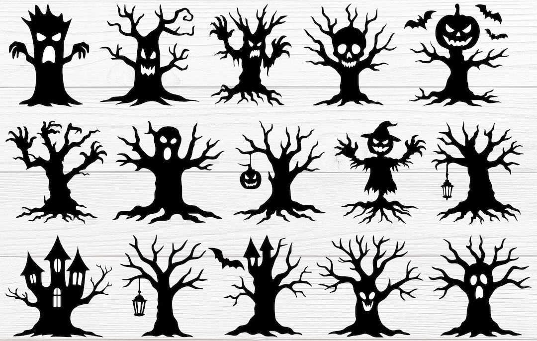 Spooky Halloween Tree Svg Bundle | 15 Designs | Cricut Silhouette ...