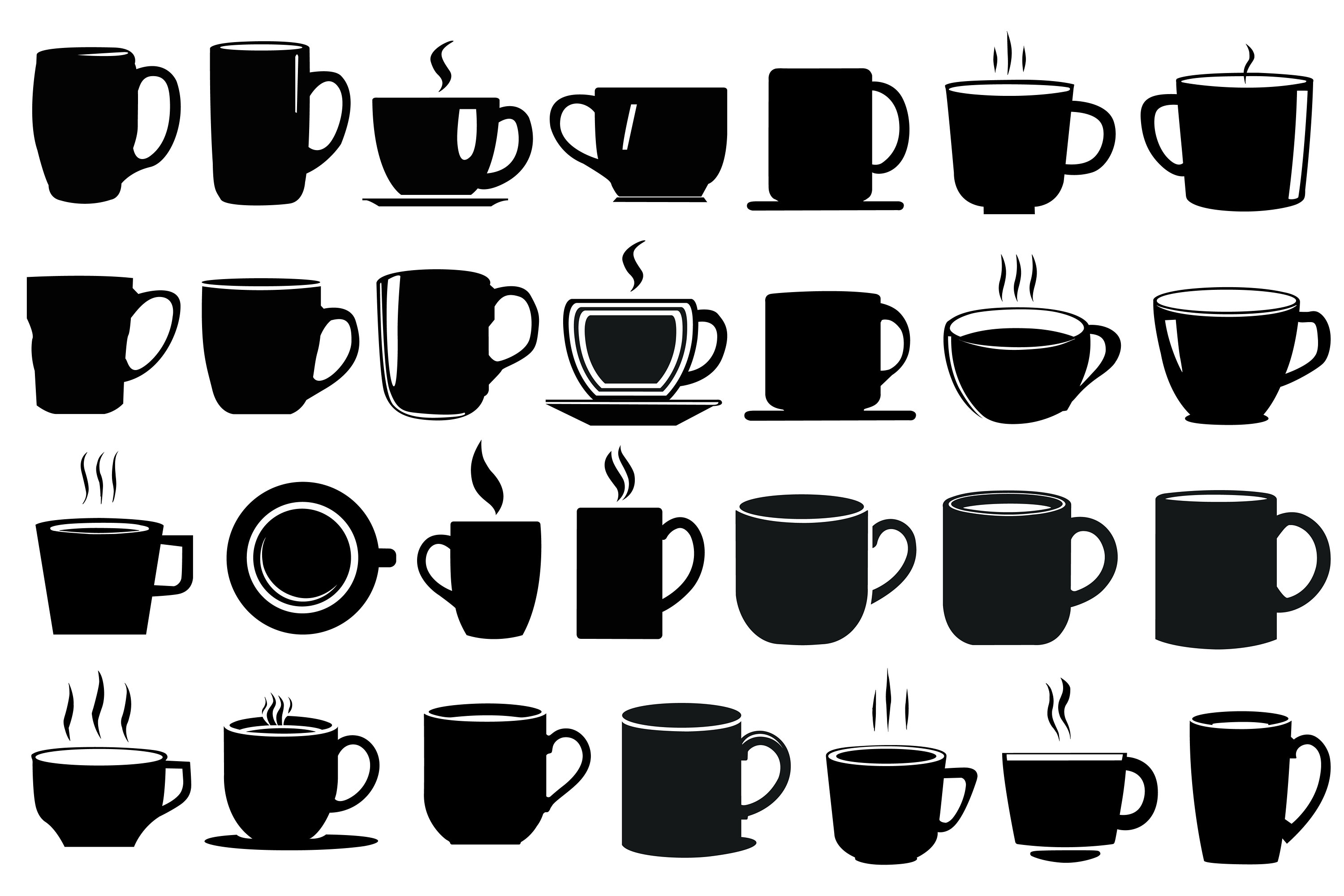 Coffee Mug Silhouettes, Coffee Mug SVG Bundle, Coffee Mugs Svg, Coffee ...