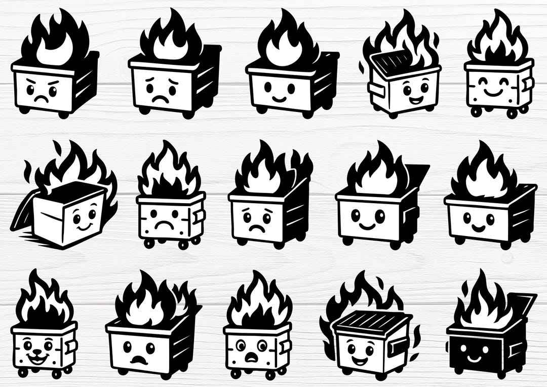Dumpster Fire SVG | Cartoon Sticker Graphics - Etsy