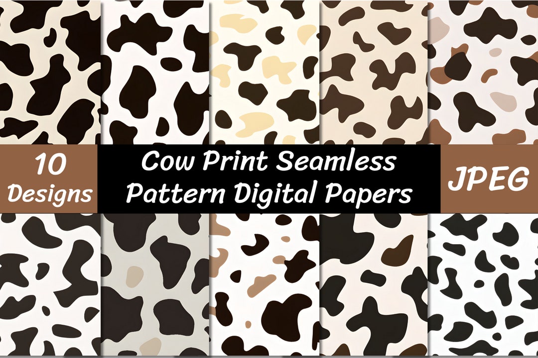 Cow Print Patterns, Cow Print Backgrounds, Cow Print Digital Paper Pack ...