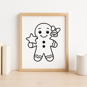 Gingerbread Man Line Art SVG | Christmas Cookie Outline for Cricut and ...