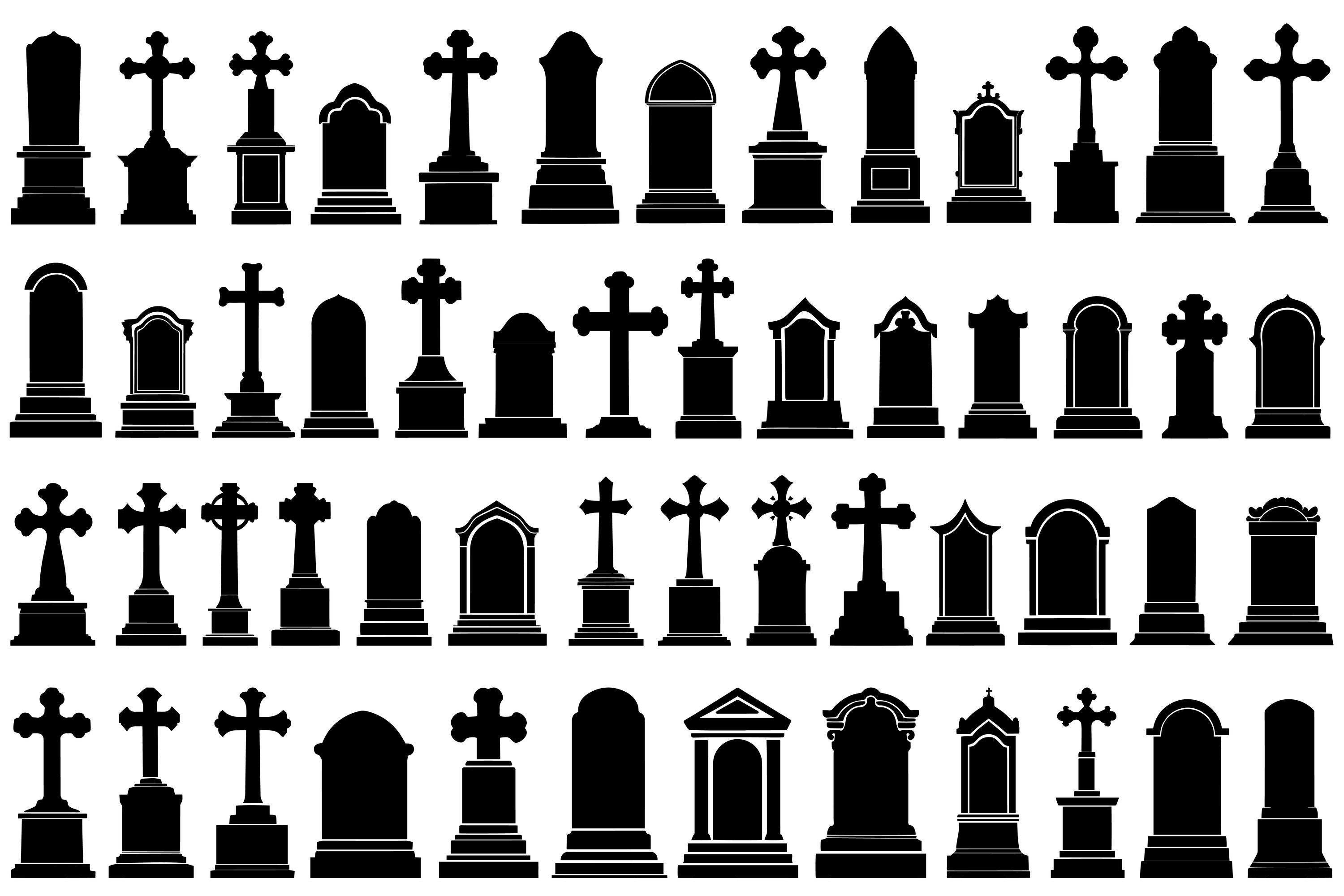 Tombstone SVG Bundle, Tombstones SVG, Tombstone Silhouettes, Tombstones ...