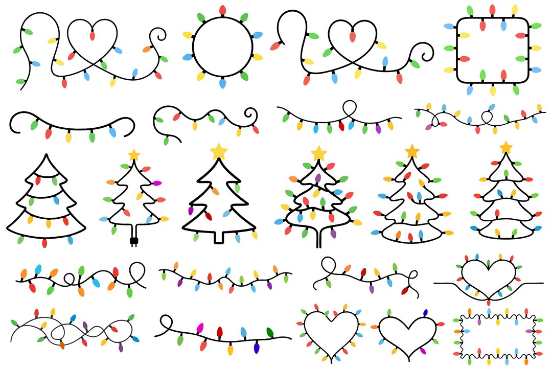 Christmas Lights SVG PNG Clipart Bundle - Etsy