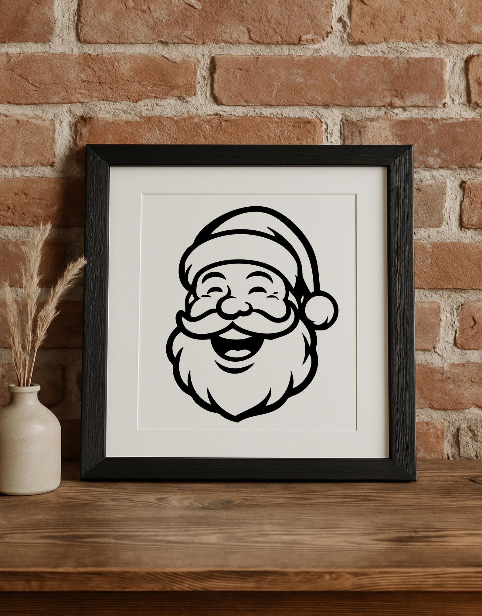 Santa Head Outline SVG Vector Clipart - Etsy