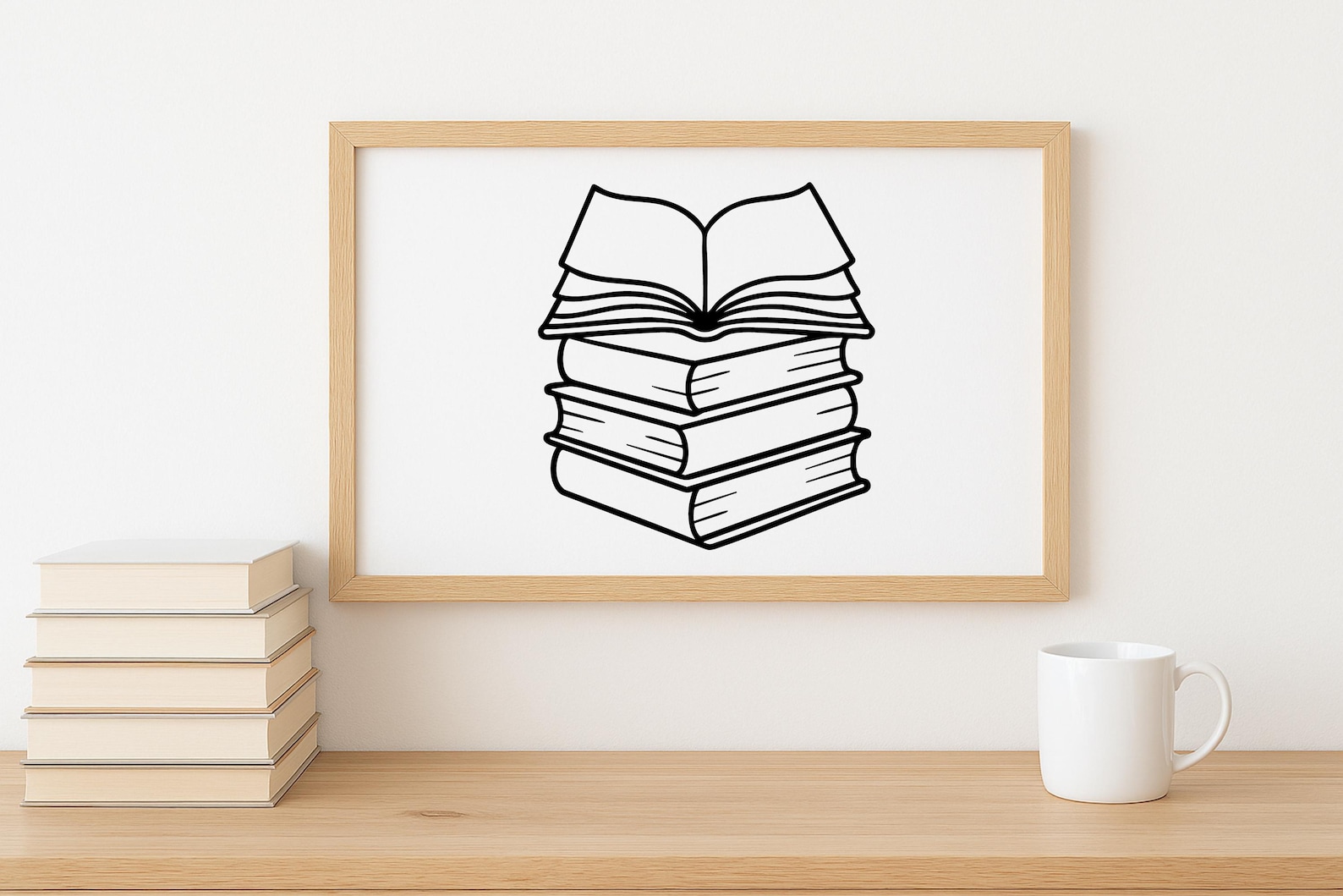 Open Book With Stacked Books Outline SVG PNG EPS - Etsy