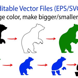 Bear SVG Bundle, Bear Silhouettes, Bear Print, Bear Clipart Vector ...