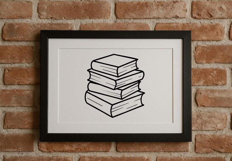 Stacked Books Outline SVG PNG Clipart - Etsy