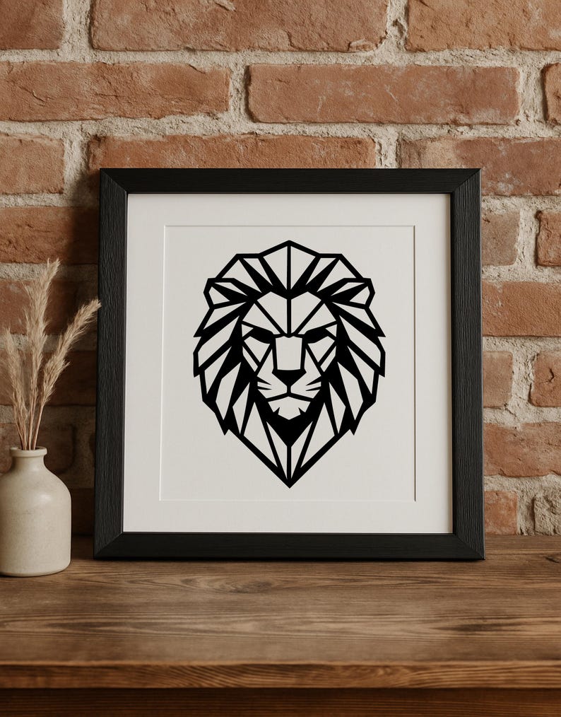 Geometric Lion Head SVG PNG | Polygon Lion Silhouette - Etsy