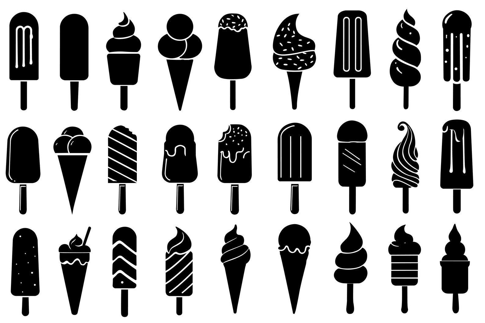Ice Cream Silhouette, Ice Cream SVG Bundle, Ice Creams SVG, Ice Creams ...