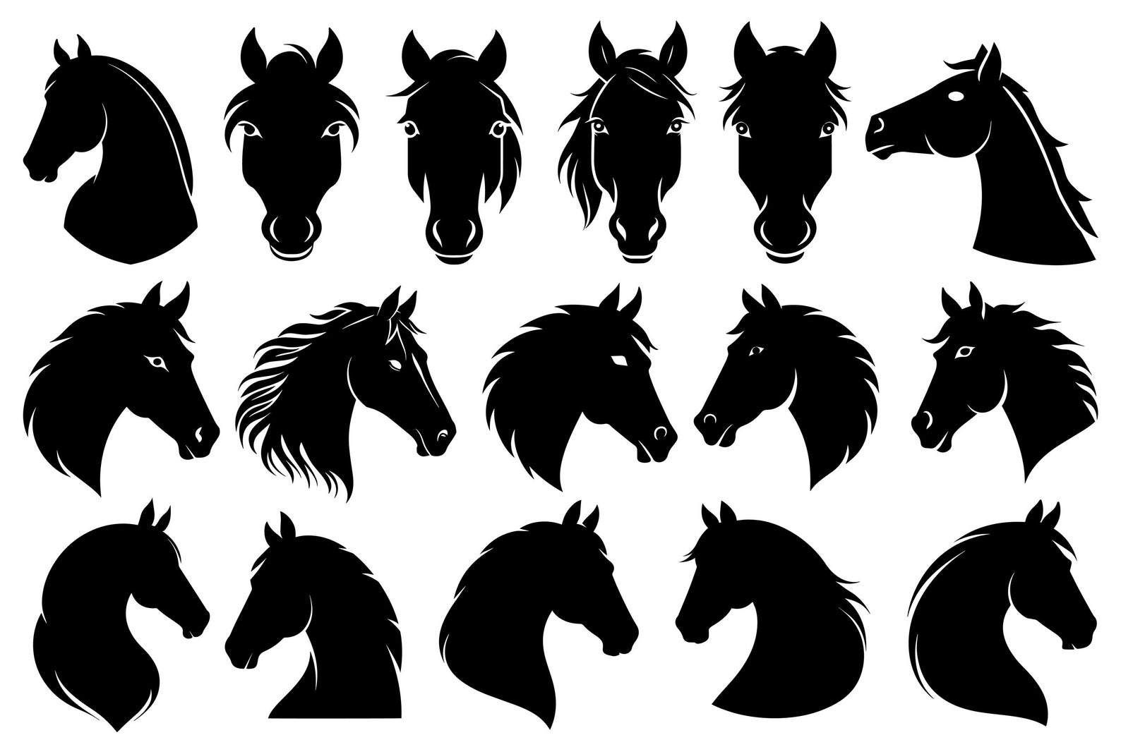 Horse Head Silhouettes, Horse Heads SVG, Horse Heads PNG, Horse Head ...