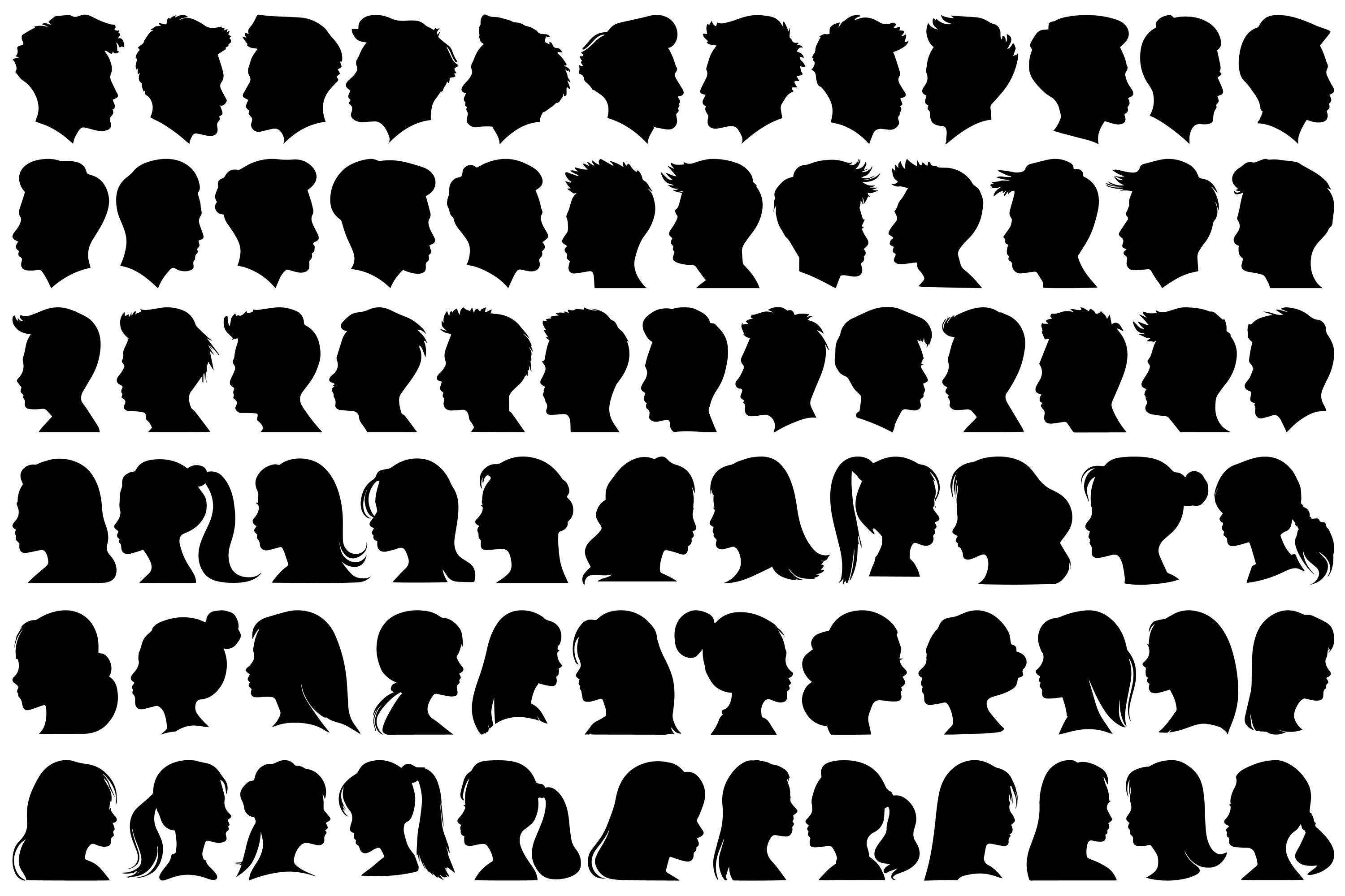 Head Profile SVG Bundle, Head Profile Silhouette, Male and Female Head ...