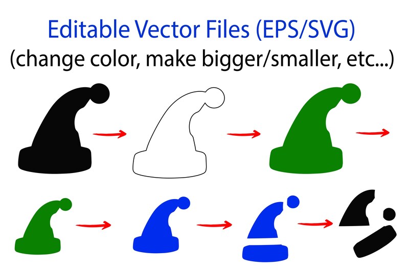 Santa Hat SVG Bundle, Santa Hats SVG, Santa Hat Silhouette Vectors - Etsy