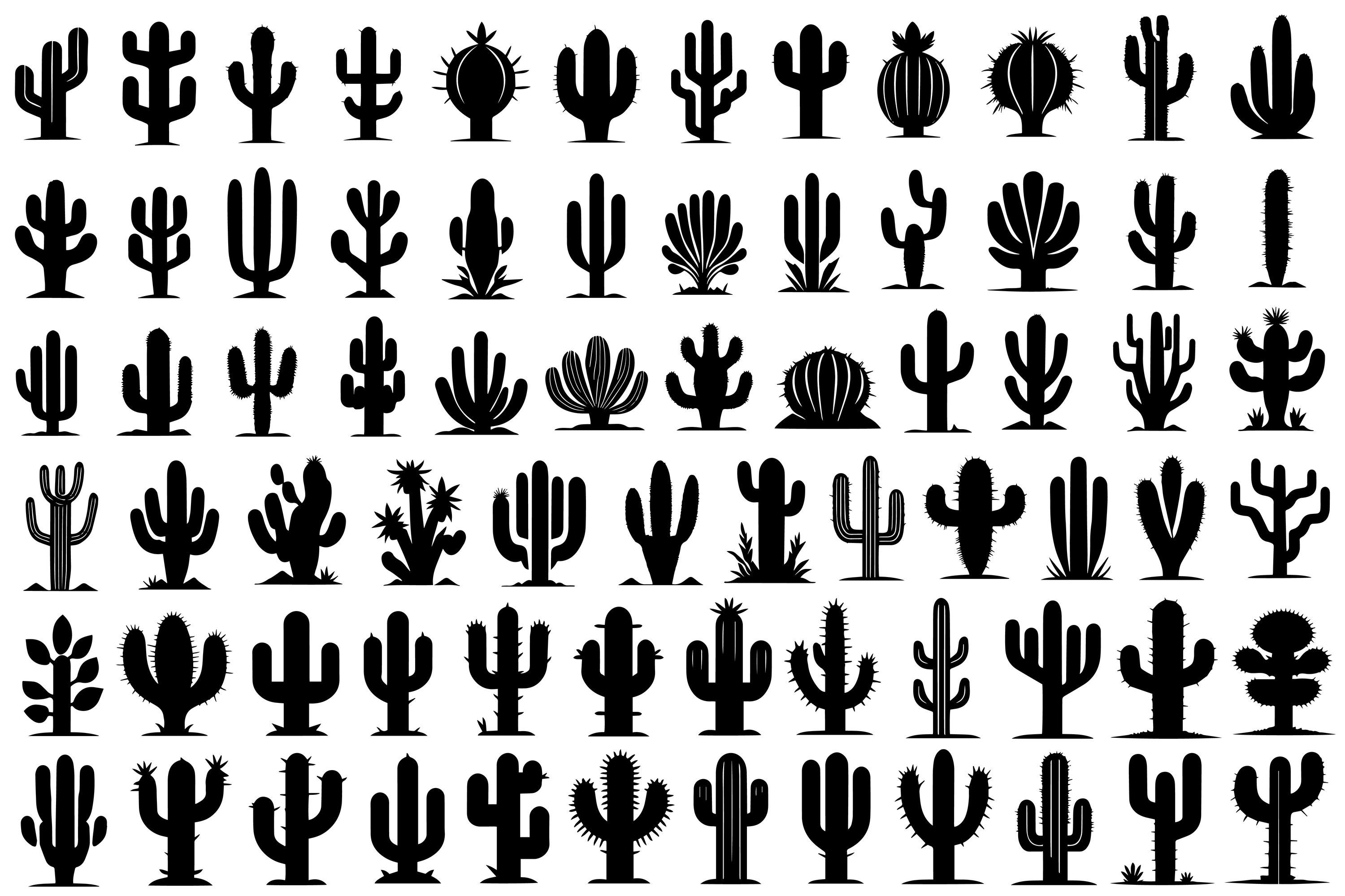 Cactus Silhouettes, Cactus SVG, Cacti Silhouettes, Cacti SVG Bundle ...