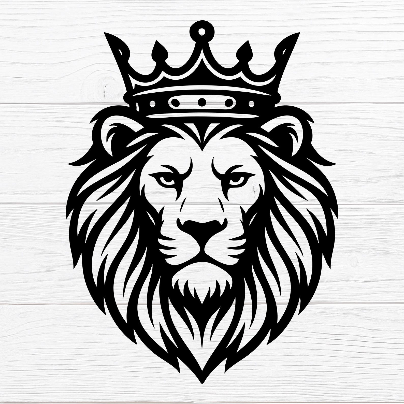 King Lion SVG PNG | Lion Head With Crown Silhouette Vector Clipart - Etsy