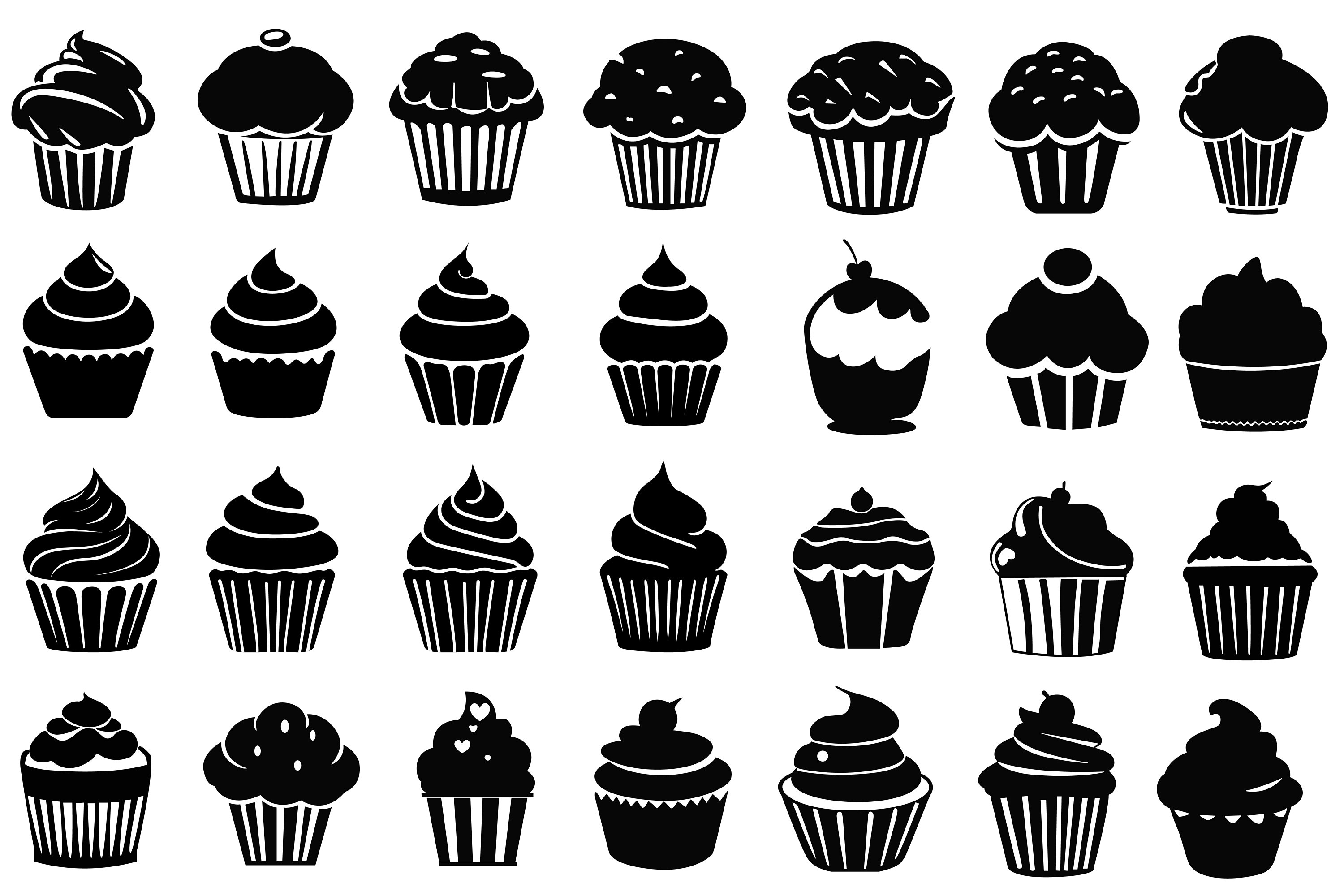 Cupcake Silhouettes Svg, Cupcake Svg Bundle, Cupcakes Svg, Cake ...