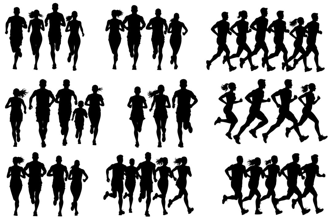 Running Group Silhouette SVG Bundle | Marathon Vector Clipart - Etsy