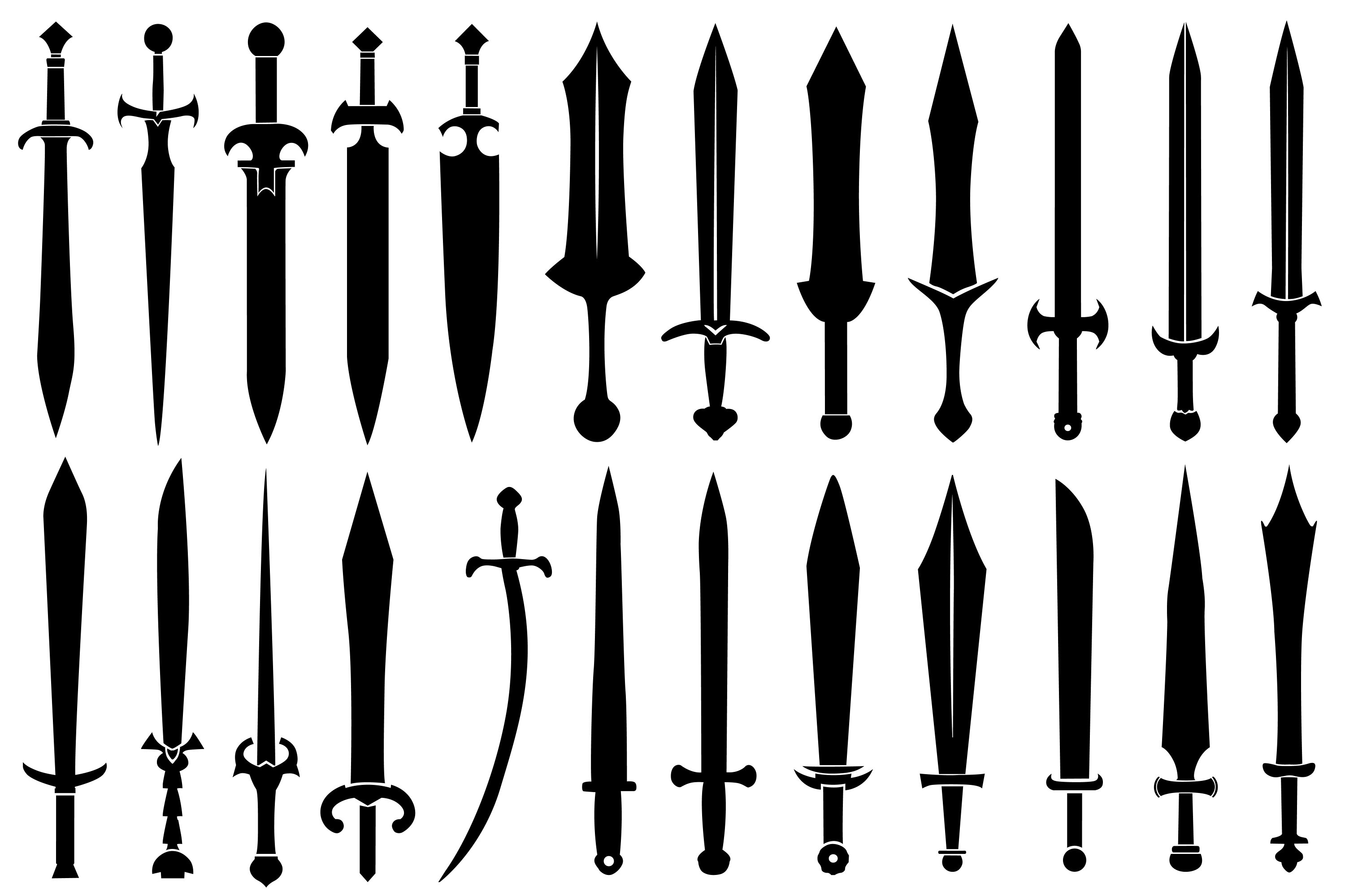 Sword Silhouettes, Swords Clipart, Sword Silhouette Vectors, Sword SVG ...