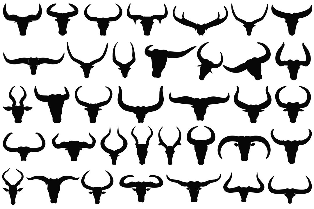 Stier Horn SVG Bundle, Stierkopf SVG, Stier Horn Silhouette, Stierkopf ...
