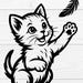 Cute Cat Playing With Feather SVG | Printable Silhouette - Etsy