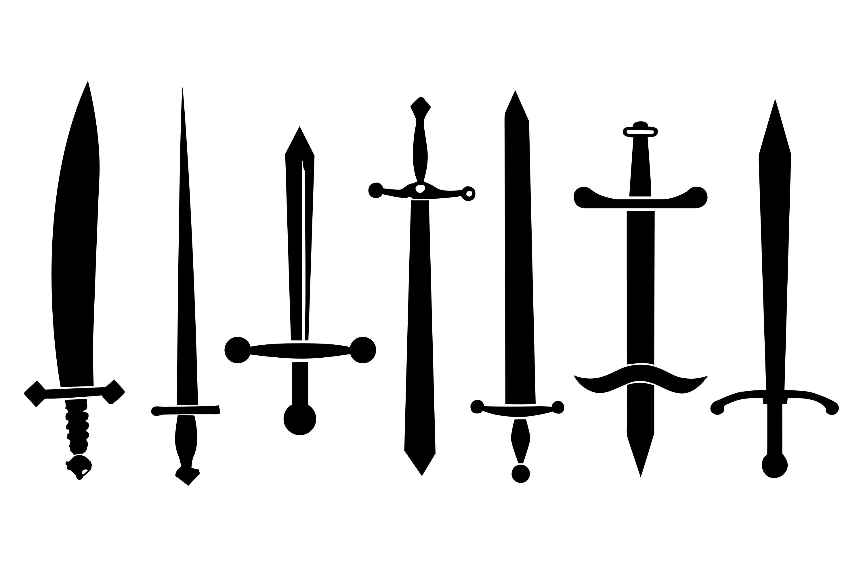 Set of Swords, Sword SVG Bundle, Sword Silhouette, Sword Clipart, Black ...