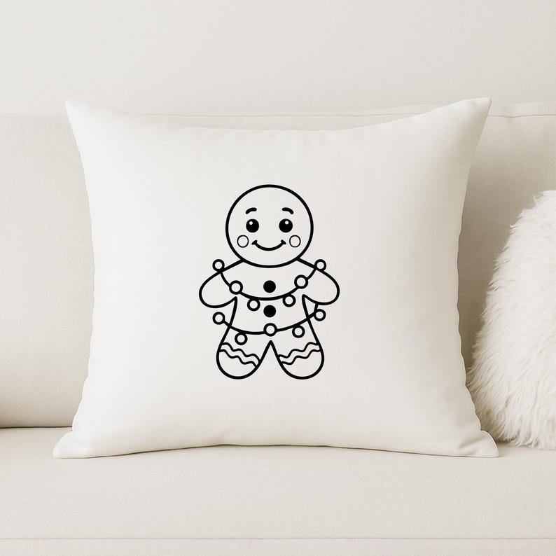 Gingerbread Man Line Art SVG | Christmas Cookie Outline for Cricut and ...
