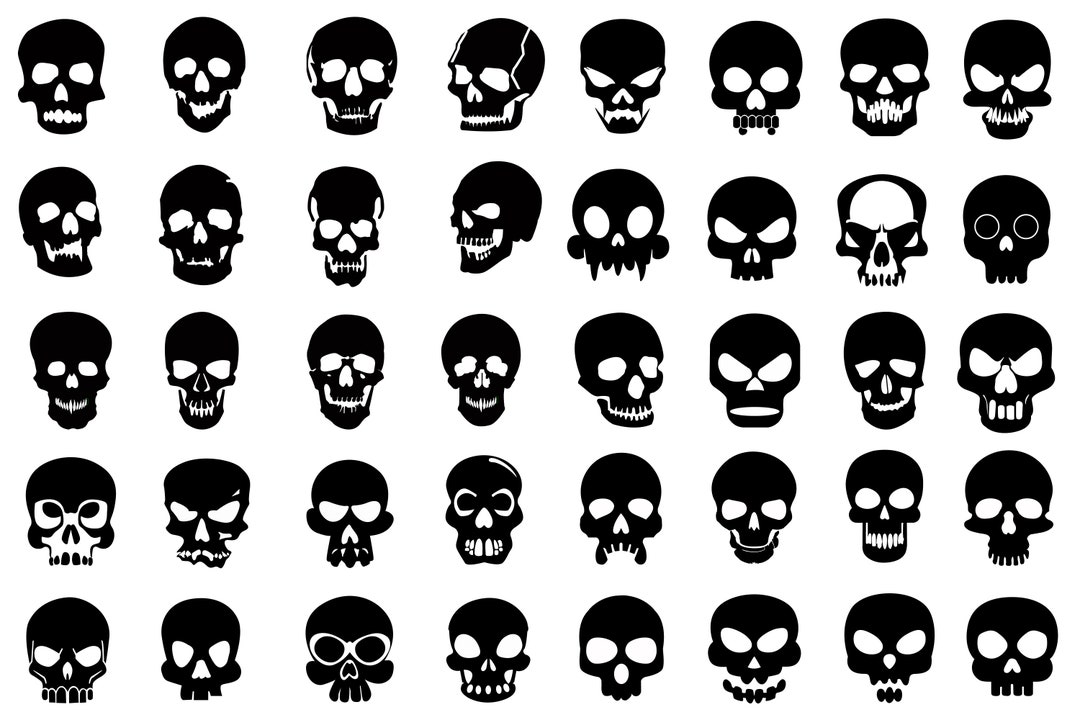 Skull Silhouette Vector, Skull SVG Bundle, Skull Clipart, Skull PNG - Etsy