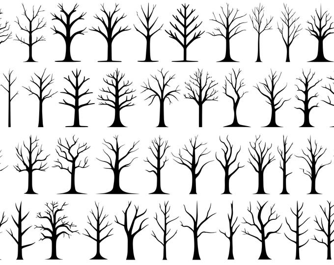 Bare Tree Svg Bundle, Leafless Tree Svg, Rustic Tree Svg, Tree Vector ...