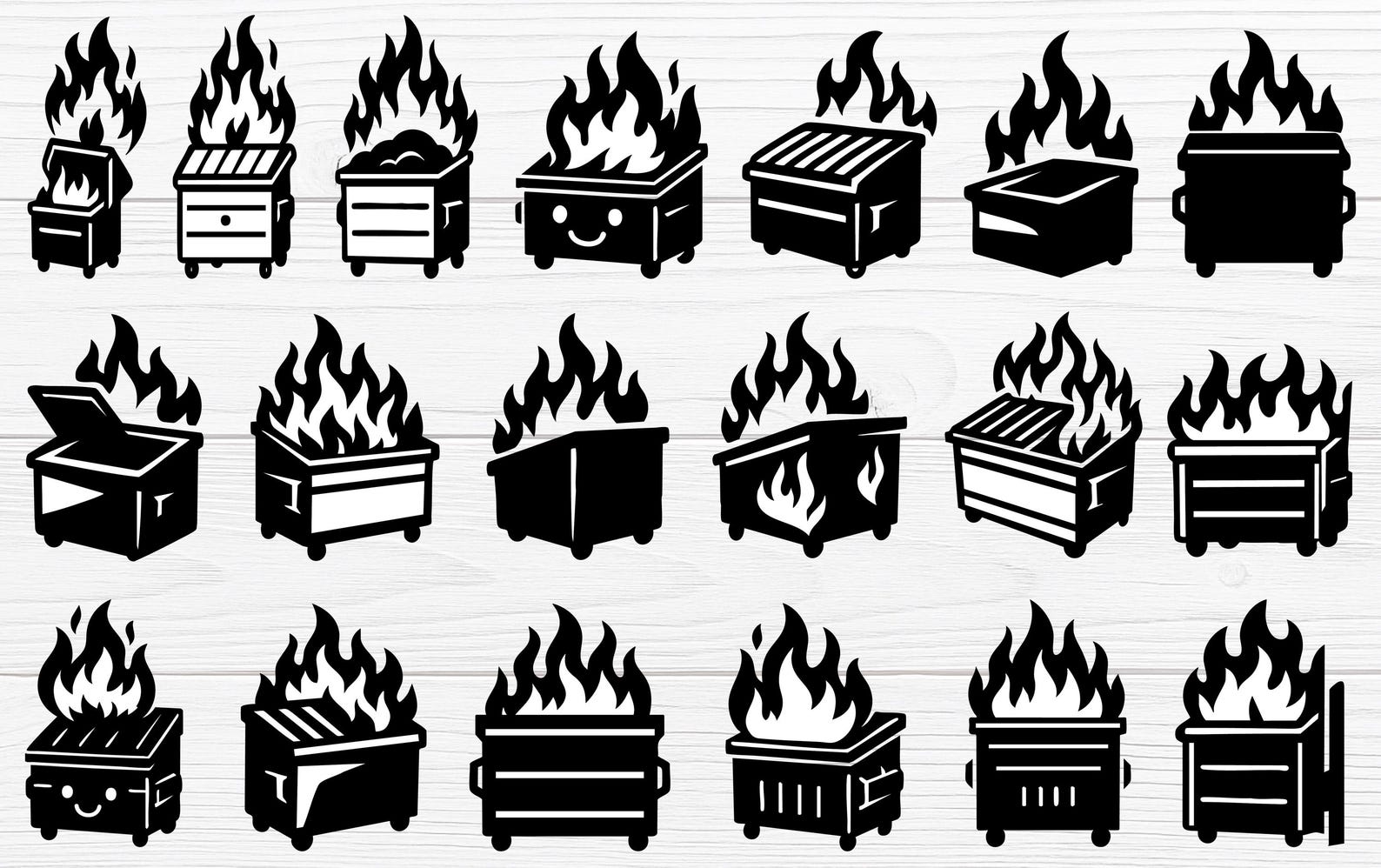 Dumpster Fire SVG Bundle in Silhouette Style - Etsy