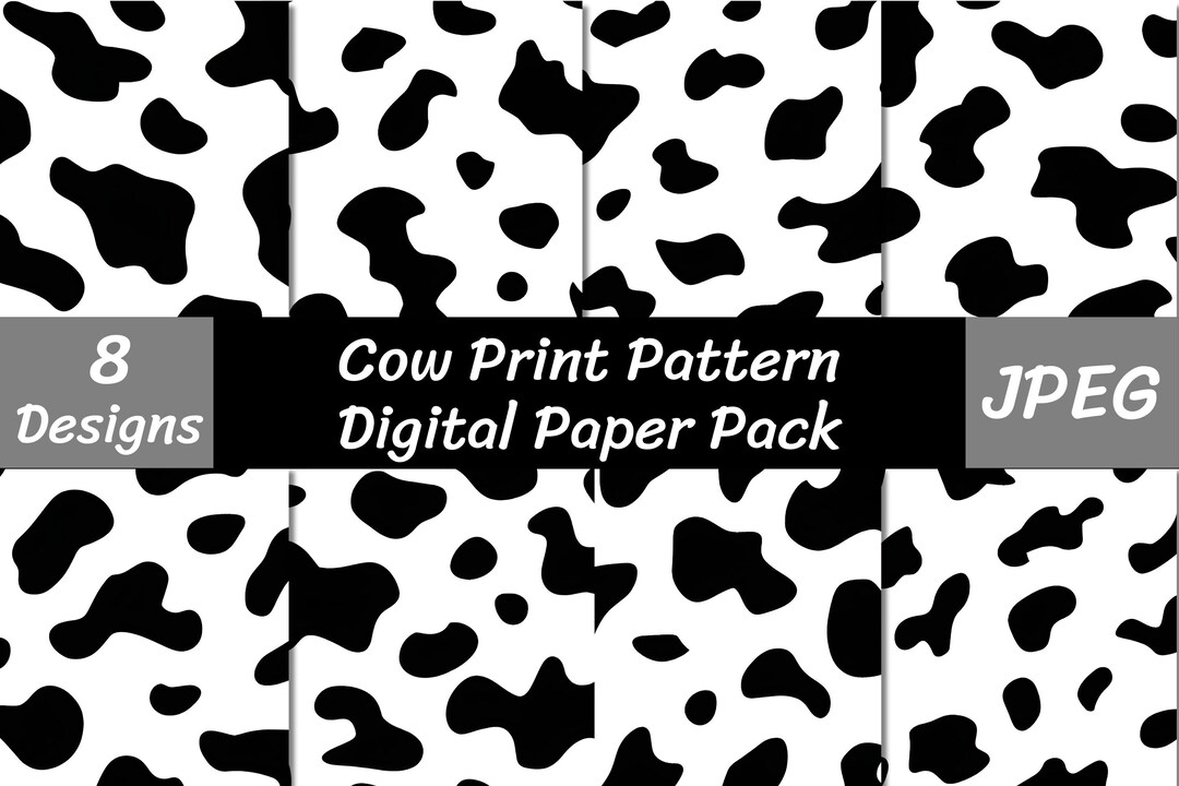 Cow Print Digital Paper Pack, Cow Print Backgrounds, Cow Print Patterns ...