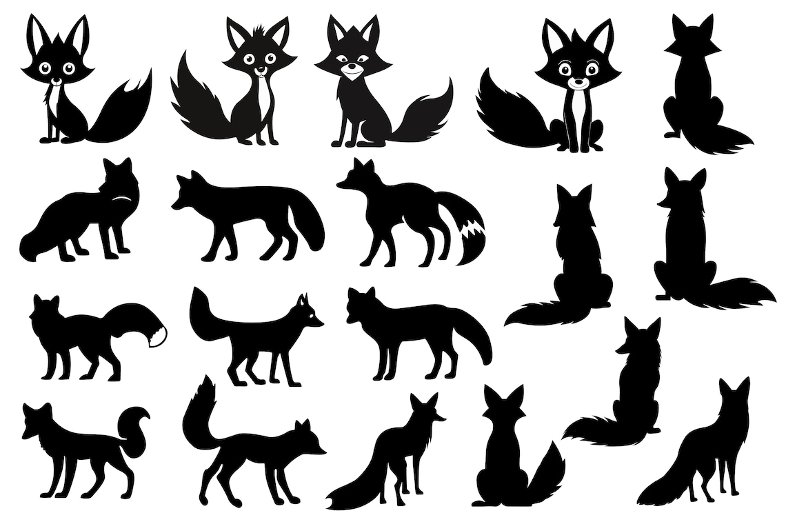 Fox Svg Bundle, Foxes Svg, Fox Silhouettes, Foxes Clipart, Fox Vector ...