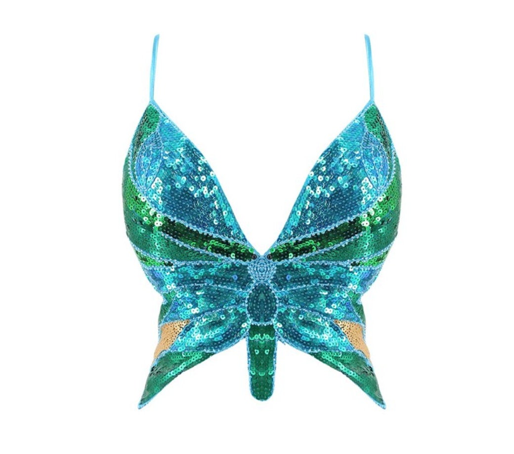Early 2000s Sparkly Y2K Butterfly Fairy Top - Etsy