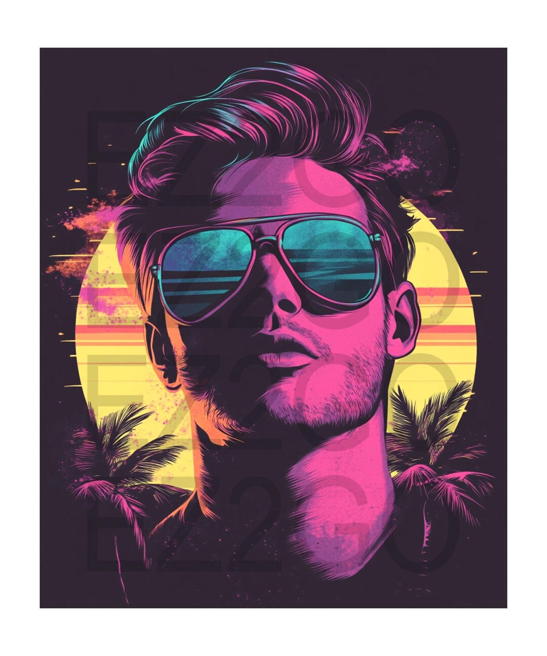 Retrowave, cool Posters for Men, Portrait Art, Neon Cool Dude Wearing ...
