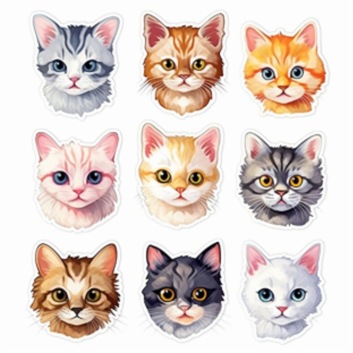 Watercolor Cute Kitten Clipart Bundle, Fluffy Kitten, Kitten Picture ...