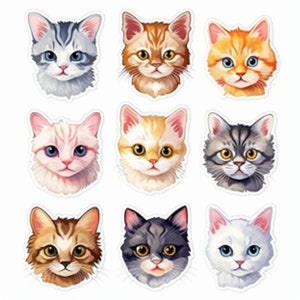 Watercolor Cute Kitten Clipart Bundle, Fluffy Kitten, Kitten Picture ...