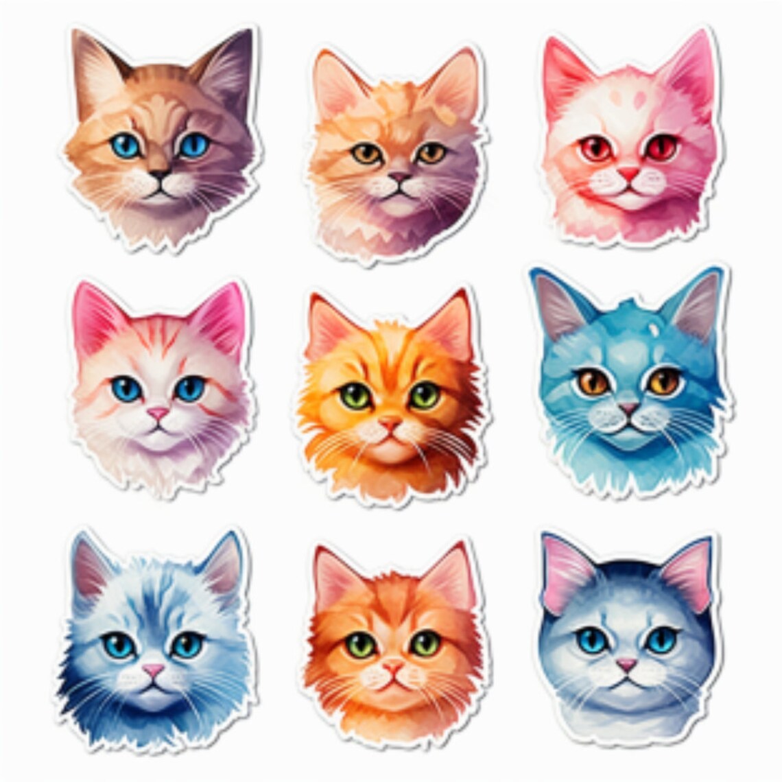 Watercolor Cute Kitten Clipart Bundle, Fluffy Kitten, Kitten Picture ...
