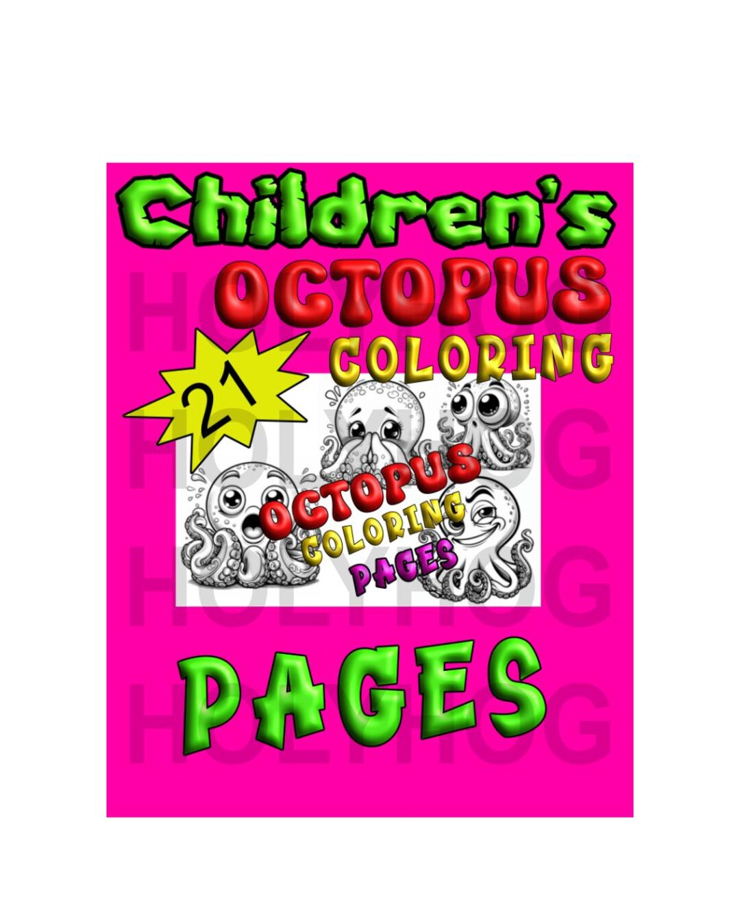 Young Childrens Octopus Crayon Coloring Book, 21 Pages PDF, Coloring ...