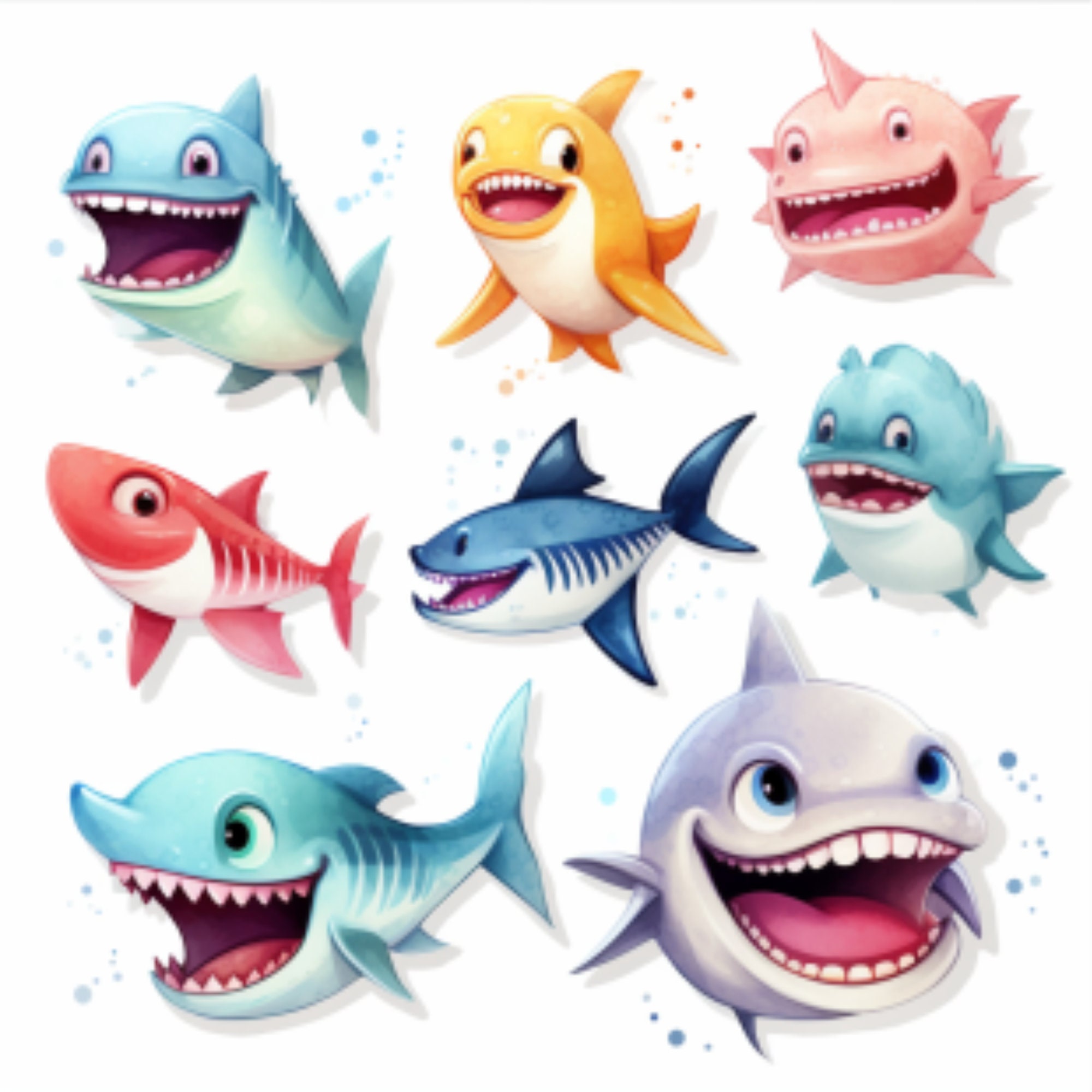 Watercolor Sharks, Baby Shark, Cute Shark, Shark Gifts, Sea Life ...