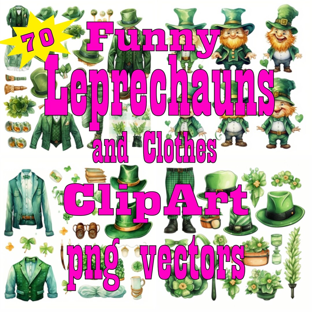 Watercolor Funny Leprechaun and Clothes Clipart Bundle, St Patricks Day ...