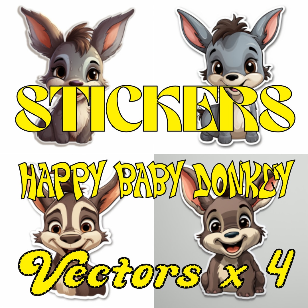 Stickers, Happy Baby Donkeys Animal Faces, Stickers for Baby Nursery ...