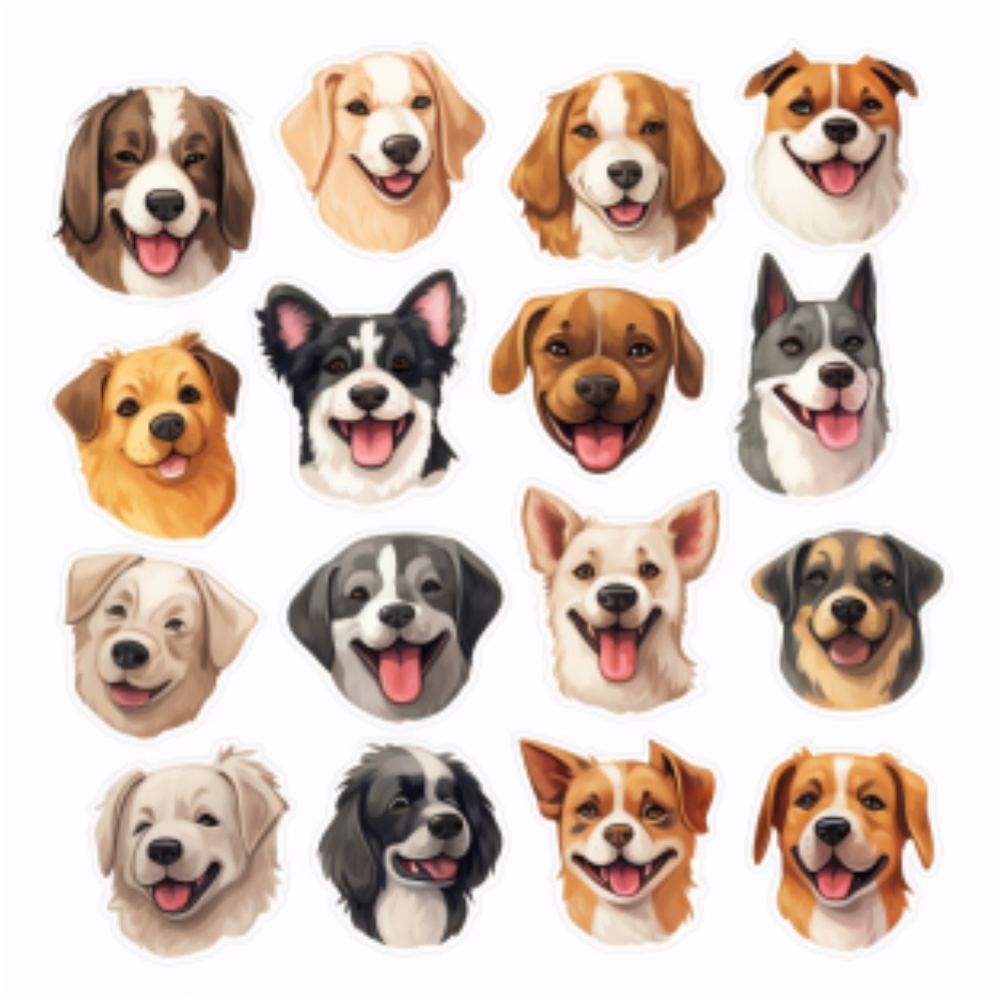 Stickers, 60 Watercolour Clipart Bundle, Cute Dog Stickers, Animal ...