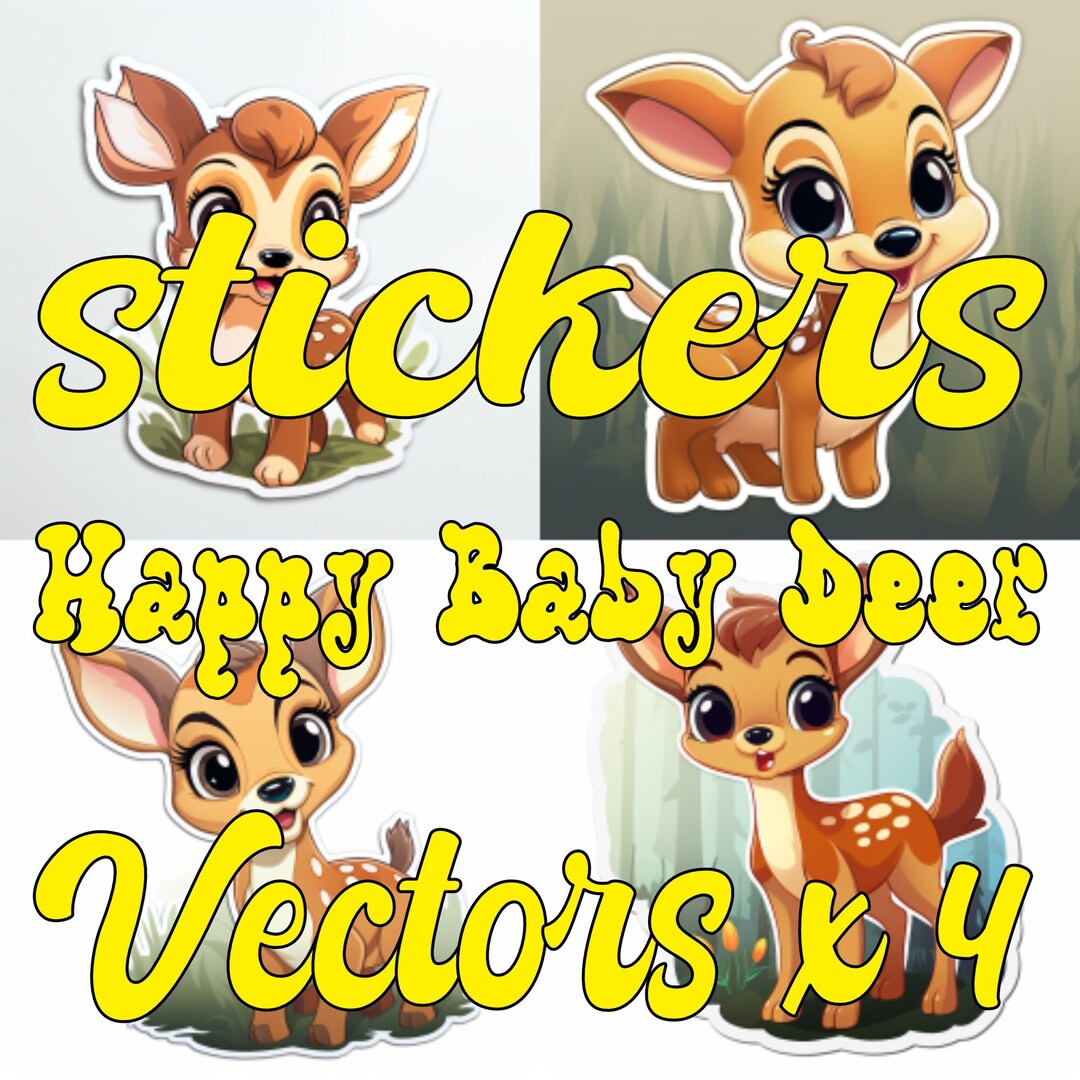 Stickers, Happy Baby Deer Animal Faces, Stickers for Baby Nursery ...