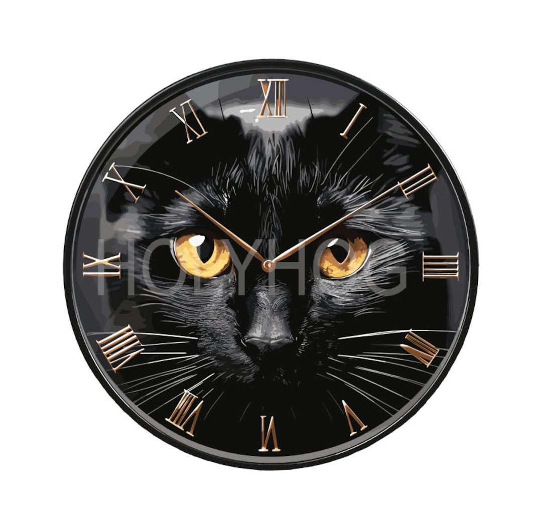 Digital Cat Clock, Cat Wall Clock, Cat Clock SVG, Kitty Cat Clock ...