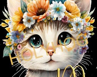 Watercolor Cat Portrait Clipart With Alphabet Letters, Cute Kitten With ...