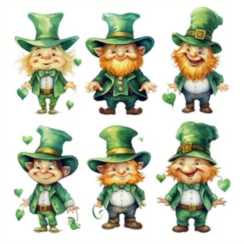 Watercolor Funny Leprechaun and Clothes Clipart Bundle, St Patricks Day ...