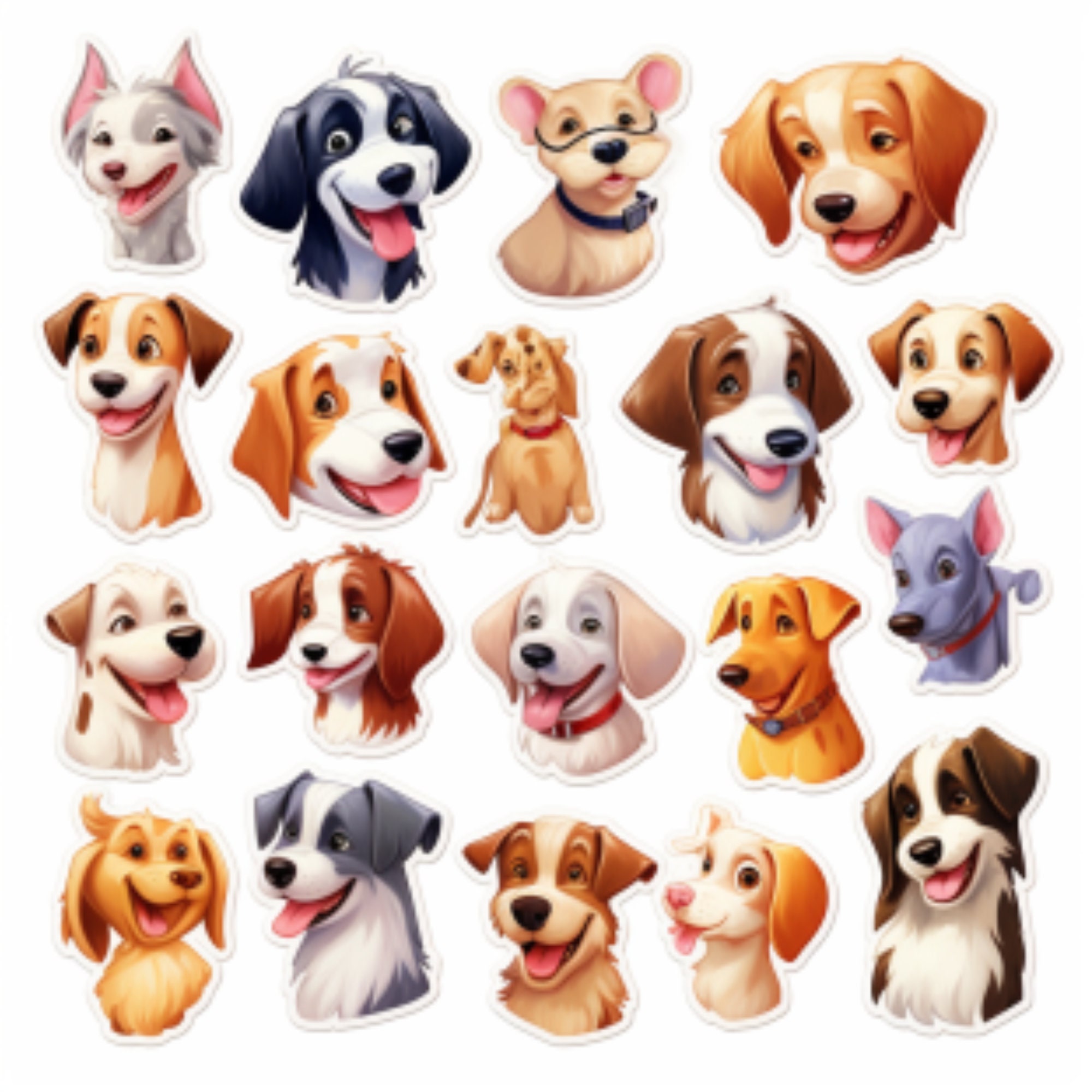 Stickers, 60 Watercolour Clipart Bundle, Cute Dog Stickers, Animal ...