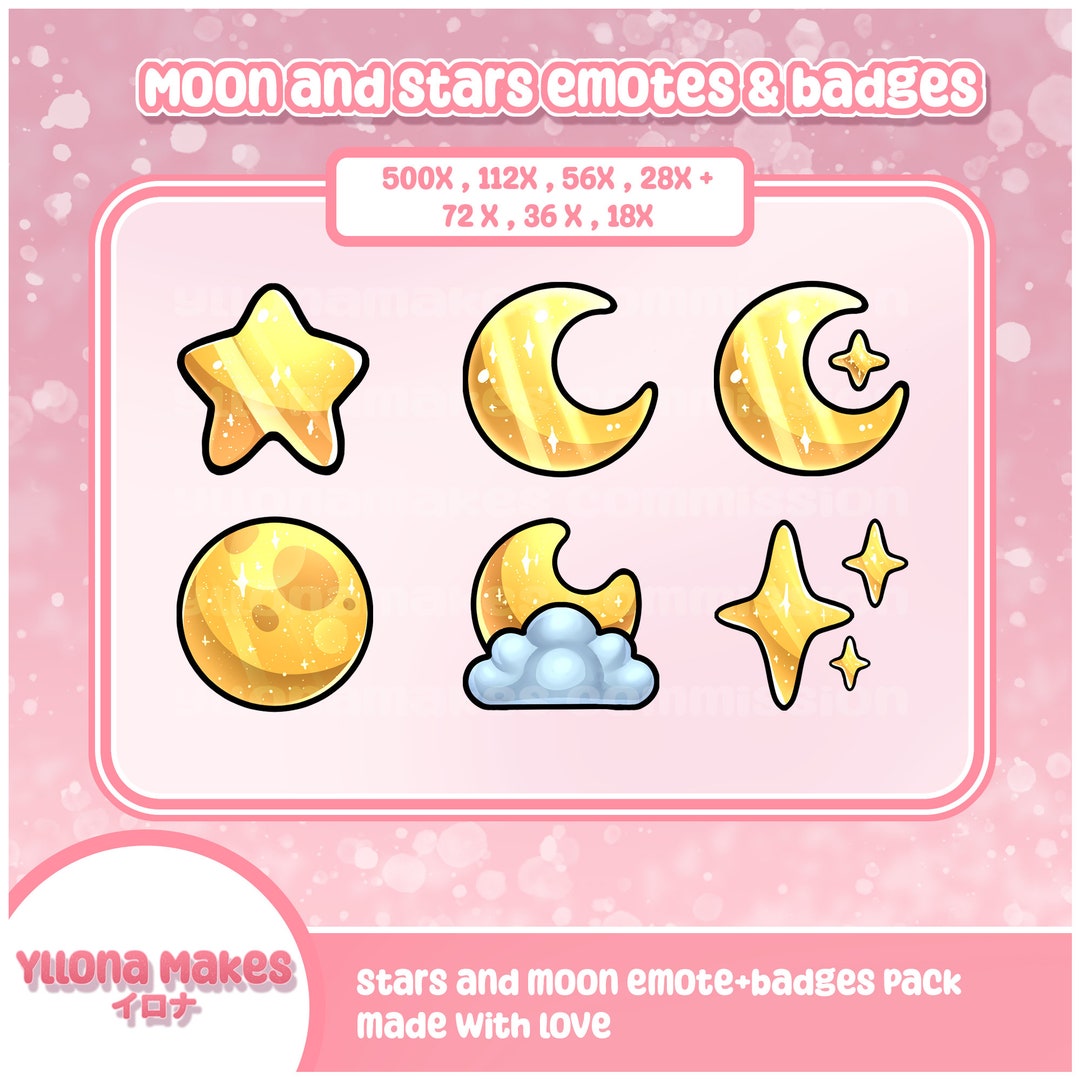Moon and Stars Emotes and Badges Set | Twitch, Discord (digital ...