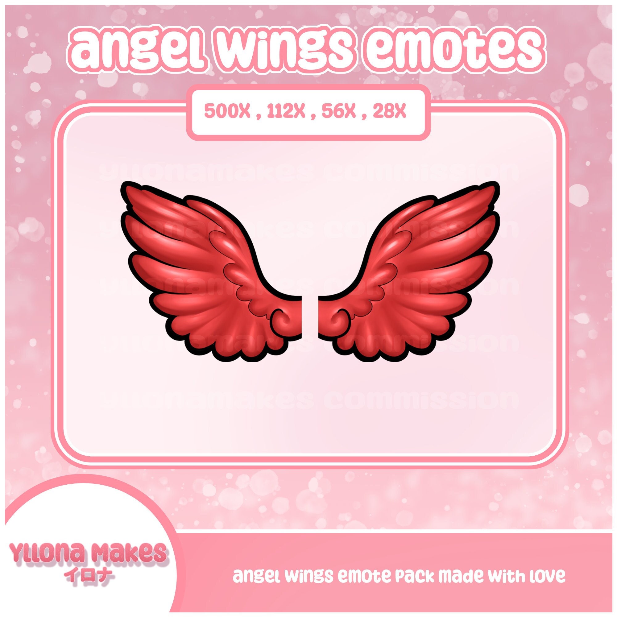 Angel Wings Emote Pack Red Digital Stickers & Emojis for Twitch ...