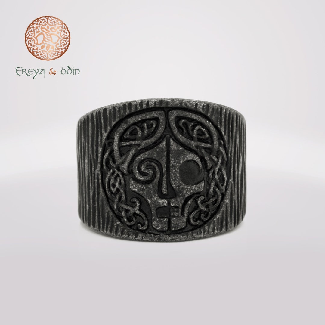 Ring With Hel Ornament, Stainless Steel, Blackened - Etsy